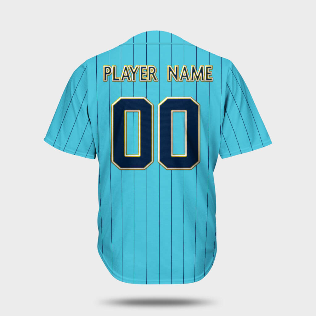 Powder Blue with Navy and Vegas Gold- Custom Pinstripe Baseball Jersey ...